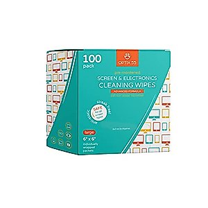 Screen & Electronic Cleaning Wipes | Pre-Moistened Individual Wrapped (6" x 6") TV Screen Cleaner, Computer Monitor, Laptop, Lens Wipes (100 Pack)