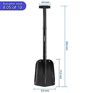 YOHEER Aluminum Utility Shovel, 3 Sections Detachable Snow Shovel Perfect for Autocross , Camping and Other Outdoor Activities (Black)