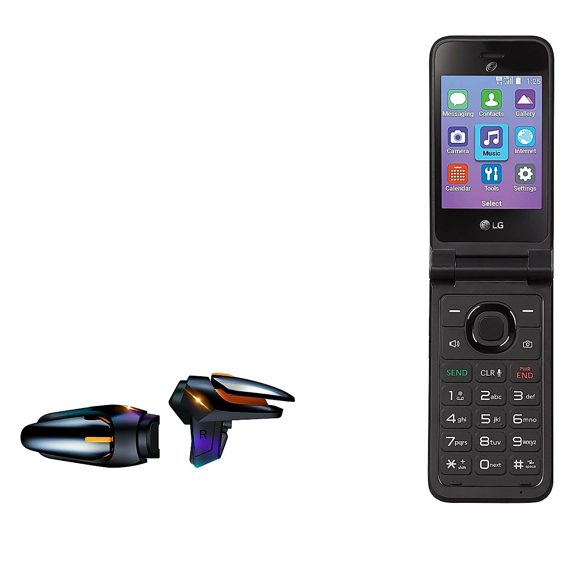 BoxWave Gaming Gear Compatible with LG Classic Flip - Touchscreen QuickTrigger Auto, Trigger Buttons Autofire Gaming Mobile FPS - Jet Black