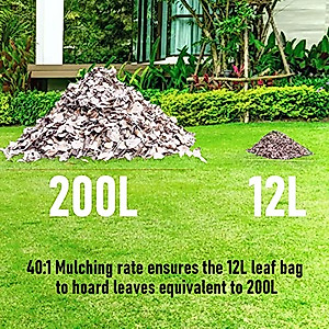 3 in 1 Cordless Leaf Blower Vacuum and Mulcher, 40V Handheld Battery Garden Blower/Vacuum and Shredder with 12L Collection Bag, Wheeled, 35:1 Shredding Ratio, Battery & Charger Included