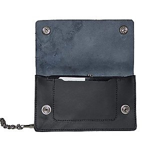 Leatherboss Genuine Leather Men Trifold Eagle Biker Chain Wallet Credit Card Holder for Motorcycle Bikers Truckers