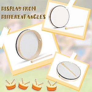 Yeshone Hand Drum Percussion Wood Frame Drum with Drum Stick 10 Inch 8 Inch 6 Inch Drums Musical Instruments for Adults Drums Beginners Adults for Home Party Supplies(Wood Color)