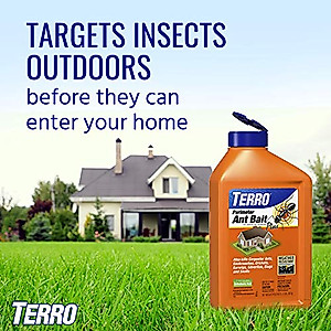 TERRO T2600 Perimeter Ant Bait Plus - Outdoor Ant Bait and Killer - Attracts and Kills Ants, Carpenter Ants, Roaches, Crickets, Earwigs, Silverfish, Slugs and Snails - 2Lbs