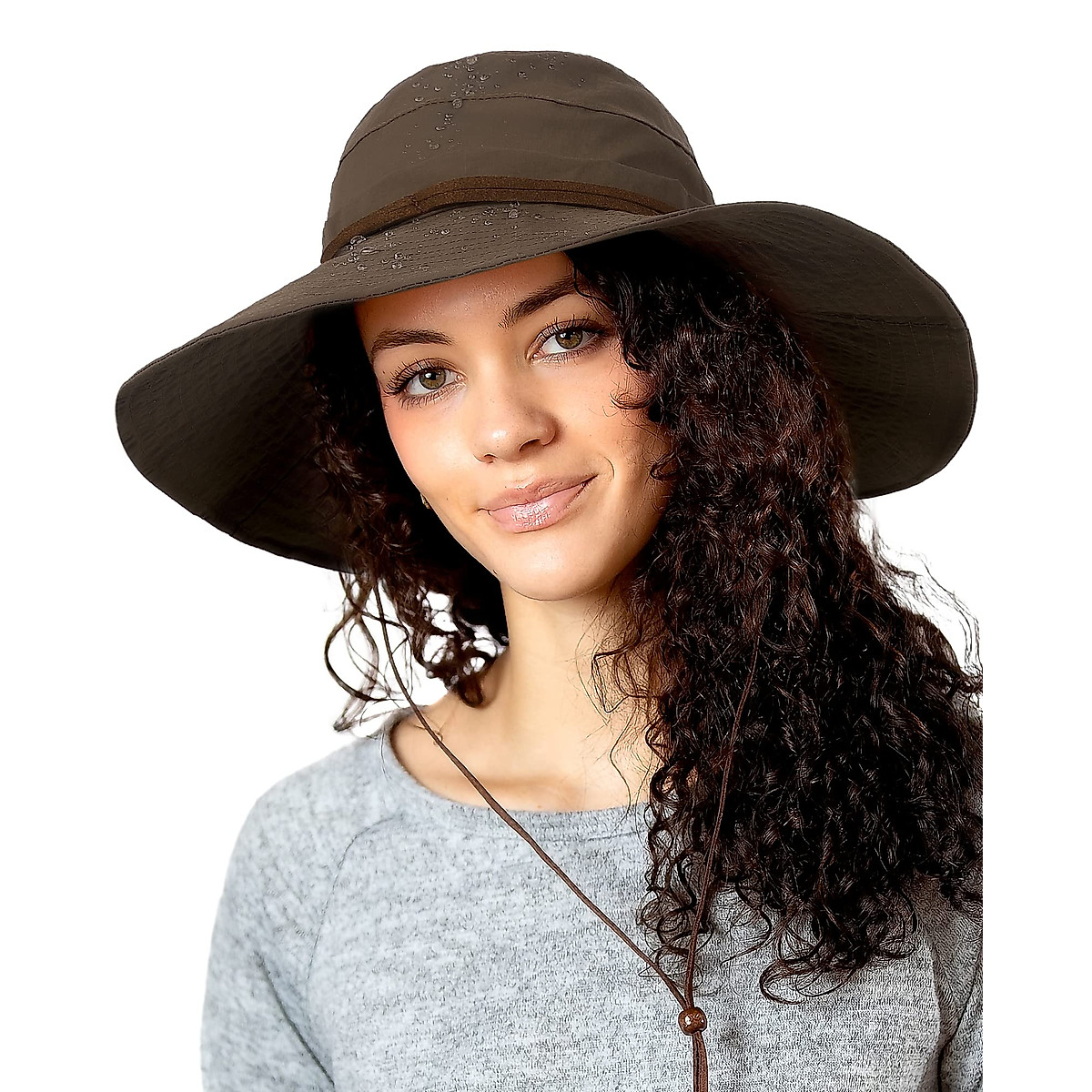 Wide Brim Sun Hats for Men Womens Waterproof UPF 50+ Boonie Bucket Hat UV Protection Packable Mens Beach Fishing Cap Hiking hat Grey