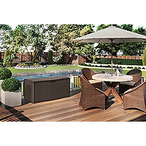 Suncast 124 Gallon Resin Extra Large Deck Storage Cabinet, Mocha Herringbone