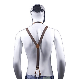 Doloise Suspenders & Bowtie Set-Men's and Women's Elastic X Band Suspenders + Bowtie For Wedding,Formal Events (coffe)