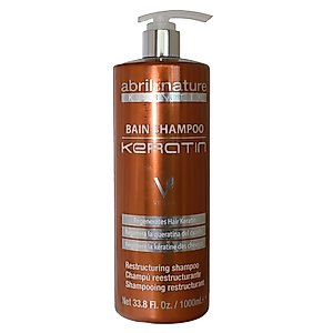 abril et nature - Professional Hairdressing Shampoo Keratin - Repairs and Restructures - For Dull Natural Hair - Ultra-Fast Action - Strengthening Treatment with Keratin - 1000 ml