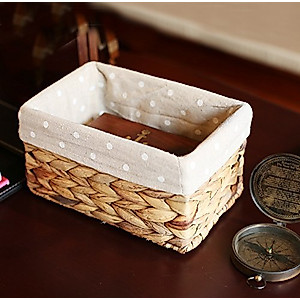 KINGWILLOW Rectangular Wicker Storage Container, Organizer Box, Art & Craft (Small)