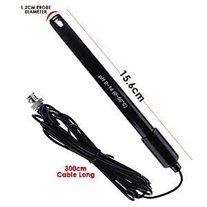 DANOPLUS 300 cm Long Cable Electrode Replaceable pH Probe (0-14 pH), BNC Connector with 6 Packets of Calibration Powder