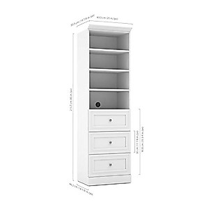 Bestar Versatile Shelving Unit with 3 Drawers in White, 25W