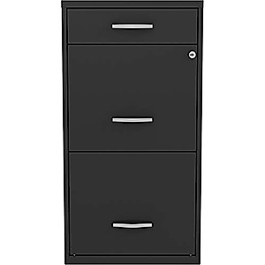 Hirsh Industries Space Solutions 18in Deep 3 Drawer Metal Organizer File Cabinet Black, Letter Size, Fully Assembled