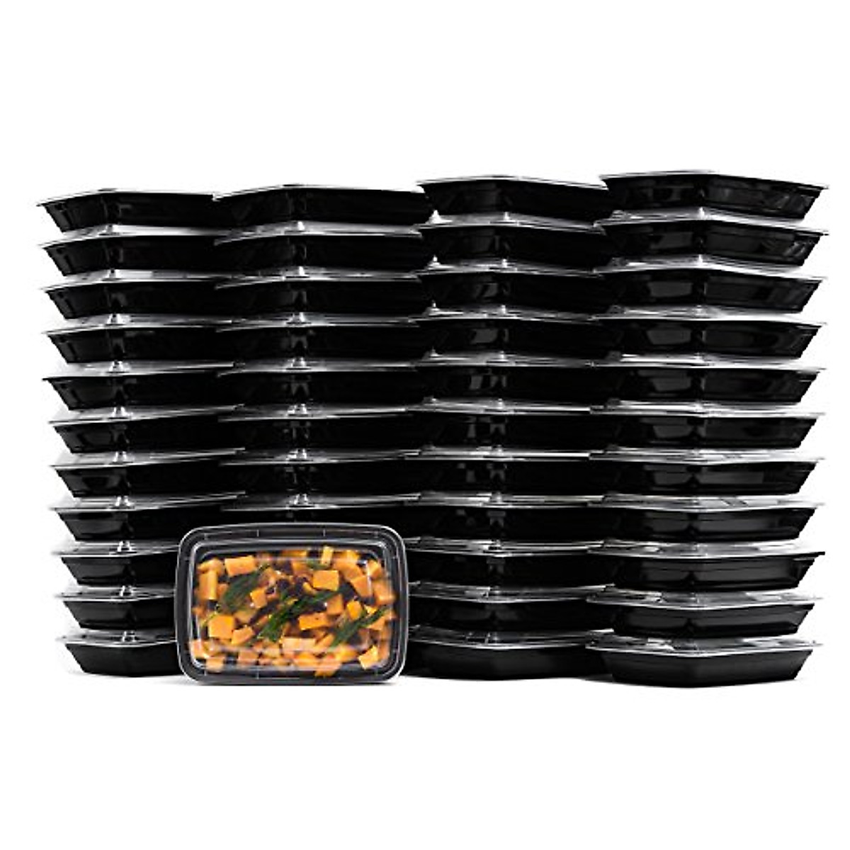 38 oz Reusable Food Storage 150 Pack Containers with Lids by EcoQuality – Rectangular BPA Free Freezer, Microwave & Dishwasher Safe – Airtight & Watertight Stackable, Lunch Meal Prep, To-Go, Bento Box