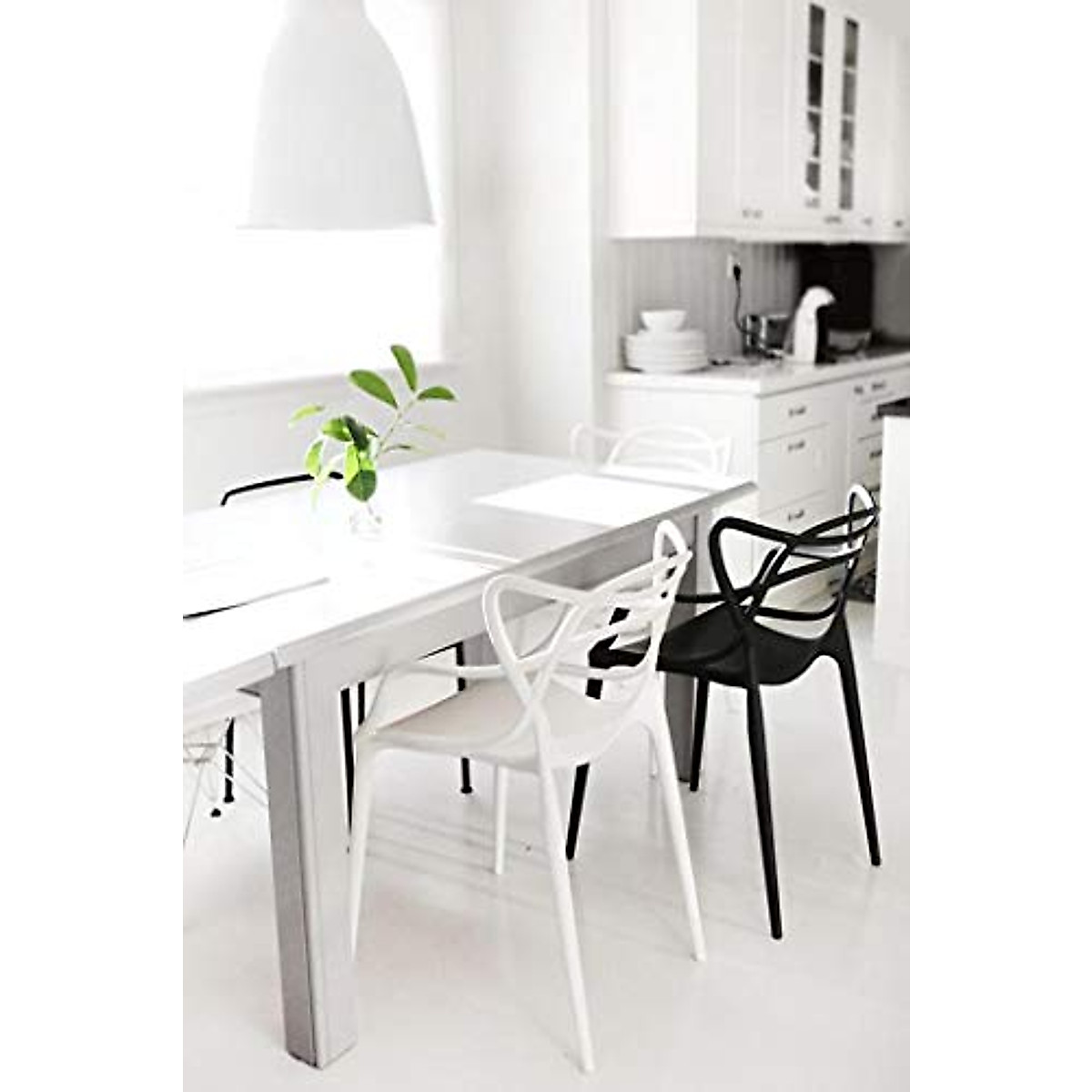 2xhome - Set of 6 Black Dining Room Chairs - Modern Contemporary Designer Designed Popular Home Office Work Indoor Outdoor Armchair Living Family Room Kitchen