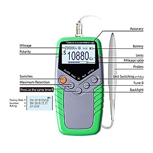 Permanent Magnet Gauss Meter Tesla Meter Fluxmeter with 5% Accuracy Probe 0 to 2400mT