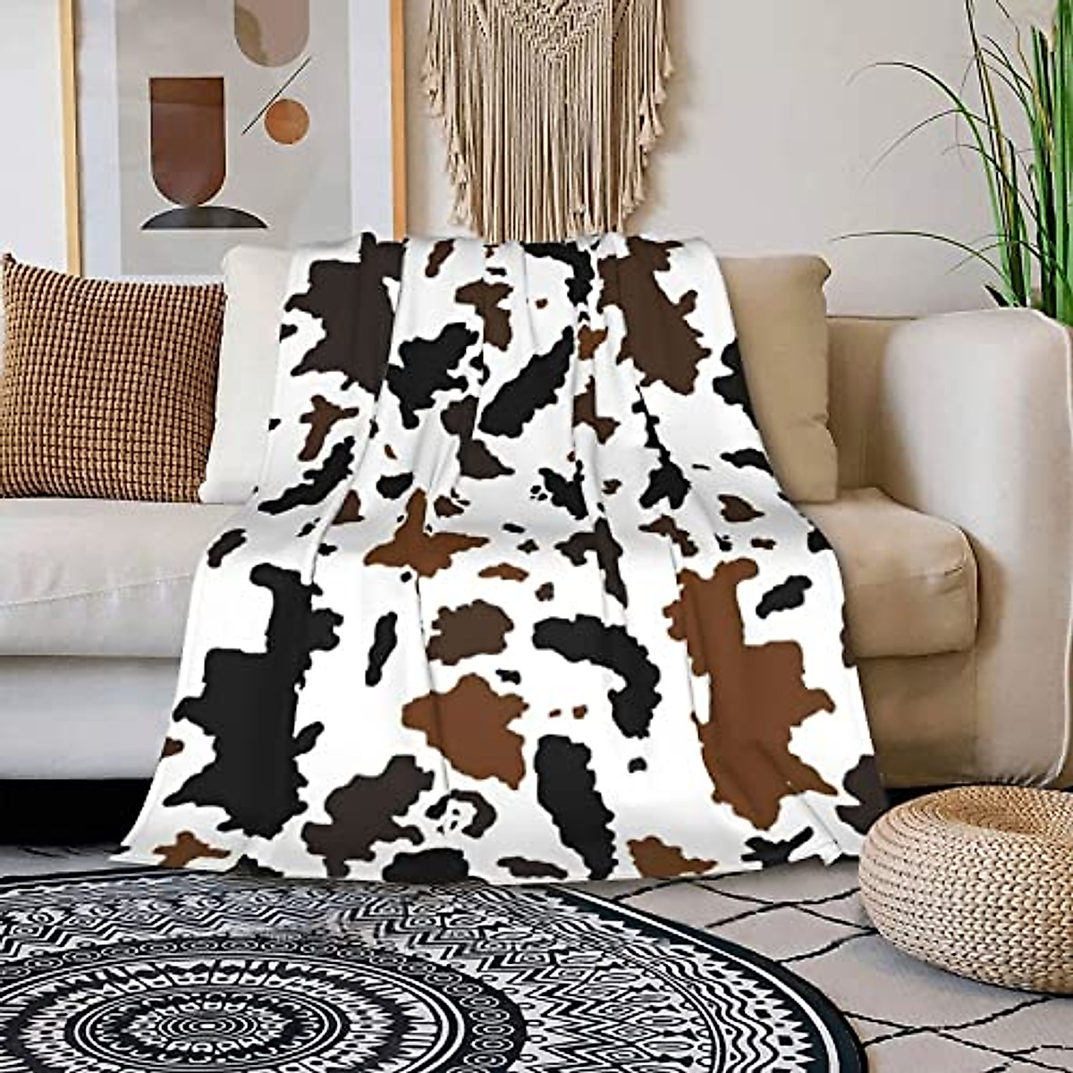 Artfuy Cow Print Blanket Microfiber Fleece Throw Blanket Lightweight Soft Cozy Sherpa Plush Bed Blankets for Bed Chair Sofa Couch Bedroom 40"X50"