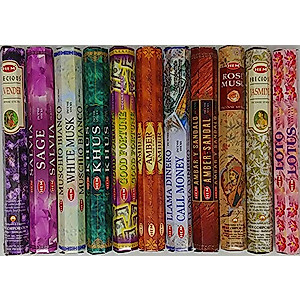 Hem Incense -12 Box Best Variety Pack 20 Sticks Each - 240 Sticks - 240g - 45+min Burn…