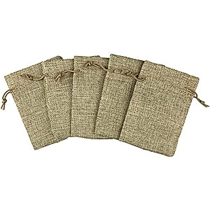 Tomkity 100 Pcs 3x4 Inch Linen Burlap Bags with Drawstring Reusable for Jewelry Wedding Party DIY Craft Gift Bags