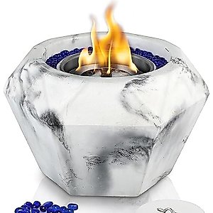 Table Top Fire Pit - Table Top Small Fire Pit Bowl, Diamond Shaping Design Concrete Firepit, Clean Burning Fireplace for Indoor Outdoor