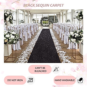 Black Carpet Runner for Prom Black Sequin Aisle Runner for Party 2ft x 15ft Glitter Event Walkway Decorations
