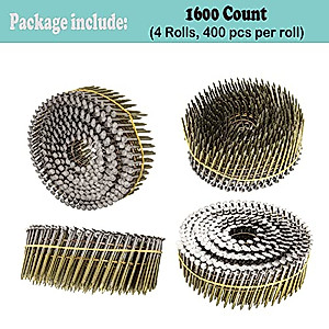 Siding Nails 1-1/2-Inch x .092-Inch 15-Degree Collated Wire Coil, Full RoundHead, Ring Shank Hot-Dipped Galvanized 1600 Count for Rough Nailing of Lathing and Sheathing Materials by BOOTOP