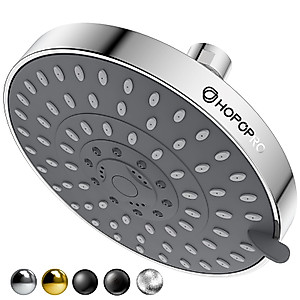 HOPOPRO 5-Mode High Pressure Shower Head - High Flow Fixed Showerheads Bathroom Rain Showerhead (6 Inch Chrome)