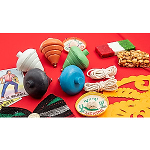 Spinning Top Trompo – 5 -Pack Carved Spinning Tops – Sturdy Steel Point for Enhanced Stability – Exquisite Craftsmanship – Ideal for Beginners and Intermediates – Trompos de Mexico (Colors May Vary).