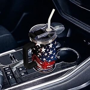 Independence Day U.S. Stars 40 Oz Stainless Steel Cup Travel Tumbler with Handle and Straw Lightweight Coffee Mug for Home Office