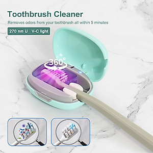 ELMWAY Toothbrush Holder, Toothbrush Cleaner Case, Portable USB Charging Toothbrush Cover with U V-C Light, Travel Toothbrush Holder