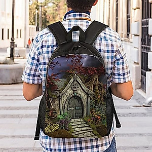 OPSREY Gothic Fairy Garden Print Laptop Backpack Bag Lightweight Large Capacity Casual Travel Daypack For Men Women