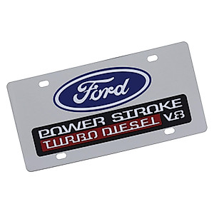 Eurosport Daytona- Compatible with 2005, Ford Powerstroke Turbo Diesel LogoStainless Steel License Plate