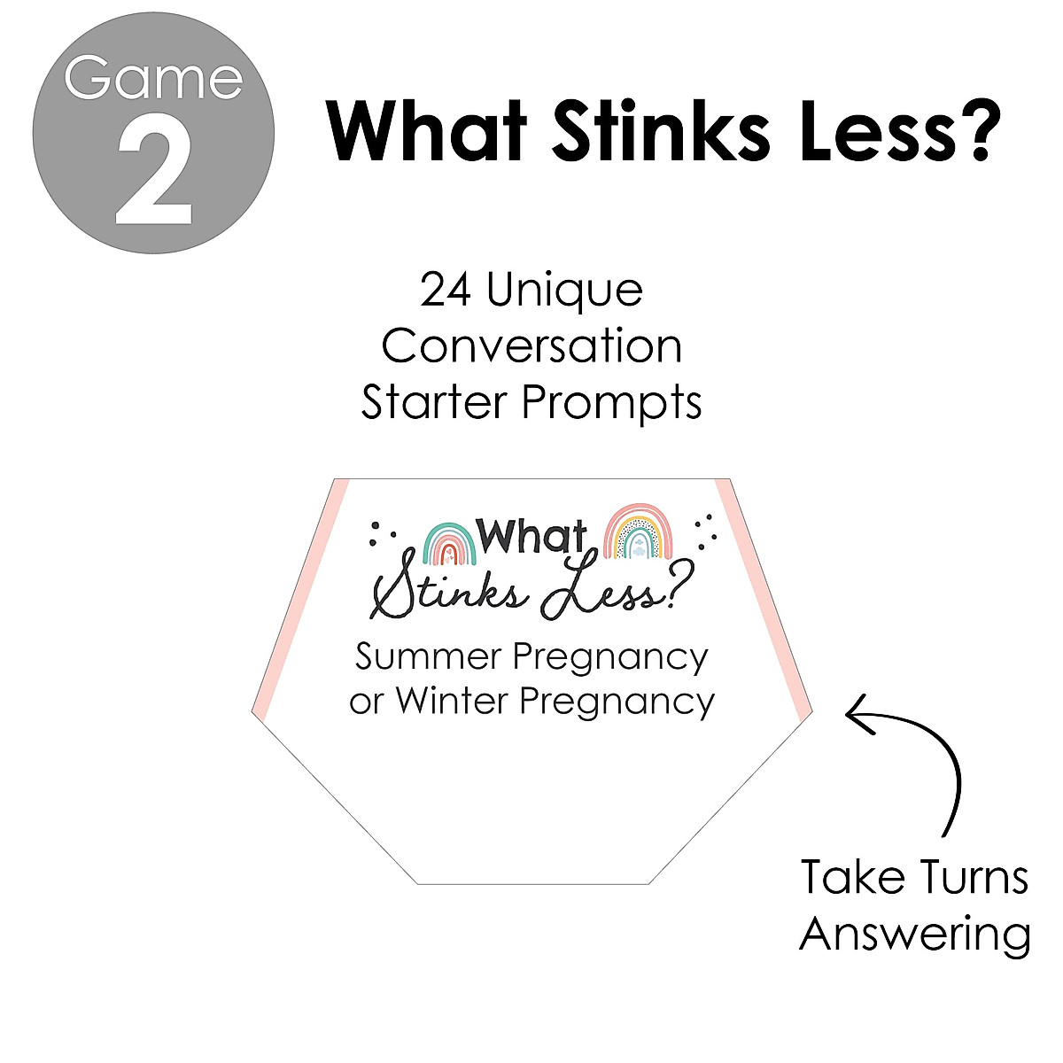 Big Dot of Happiness Hello Rainbow - Boho Baby Shower Conversation Starter - 2-in-1 Dirty Diaper Game - Set of 24