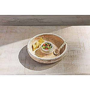 Mud Pie Chip Off the Old Block Stacked Chip and Dip Set, dish 2 1/2" x 13" dia | spoon 5 1/2"