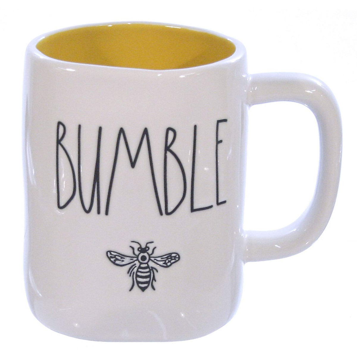 Rae Dunn Mug BUMBLE BEE Large Letter with Yellow Interior Coffee Tea Cup