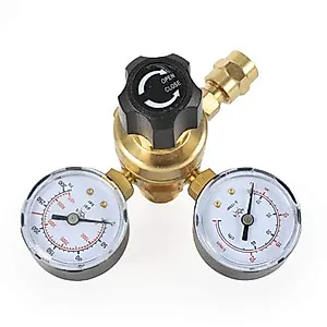 Argon CO2 Flow Meter Regulator Gauge, Gas CGA580 Welding Welder, Tig MIG Welding Accessory Regulator Gauge, Pressure Control Fitting ARG/CO2 Gauge Miller Mig Tig, Brass Regulator Body (without Hose)