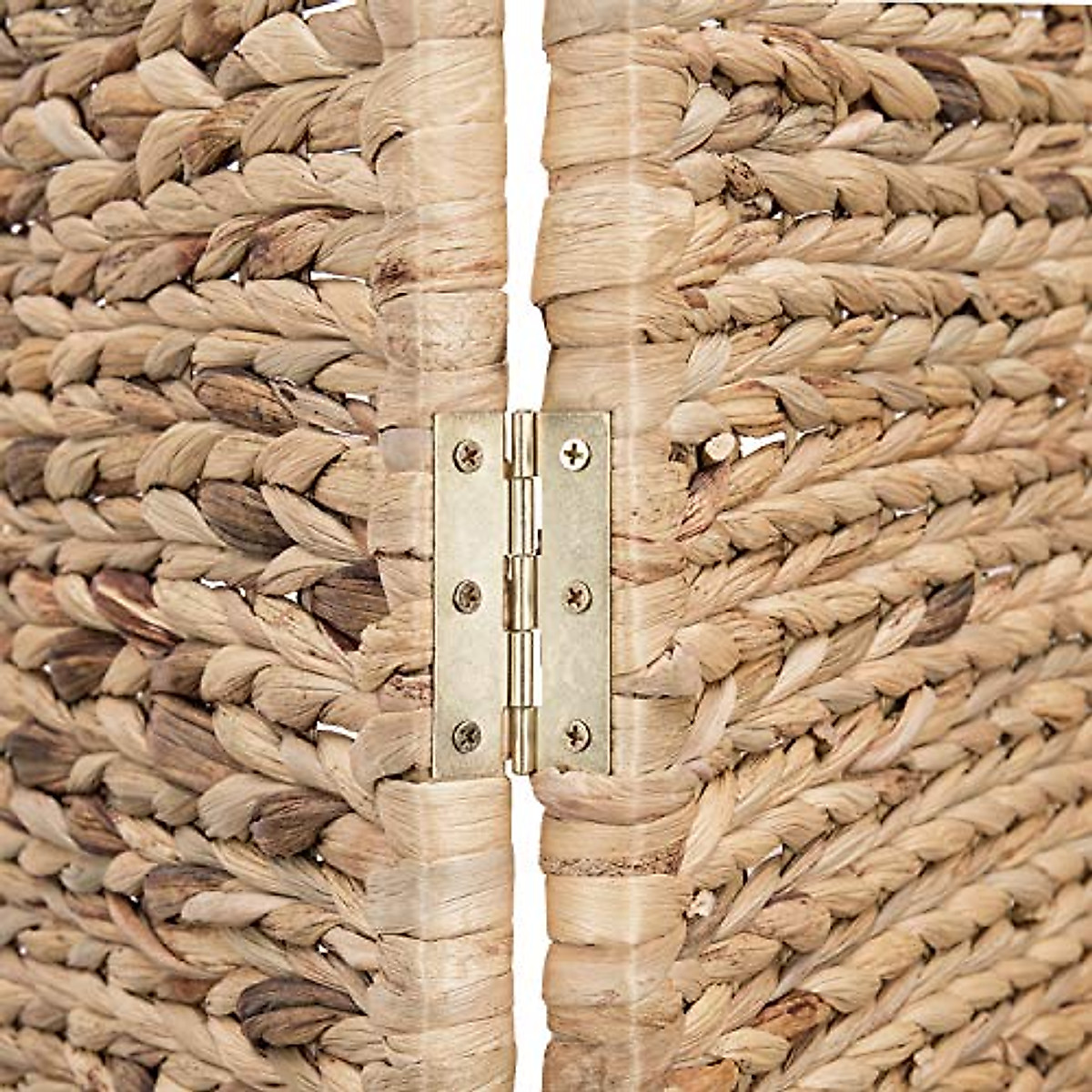 MyGift Handwoven Seagrass 3 Panel Room Divider Screen with Wood Frame, Folding Partition Room Divider, Brown