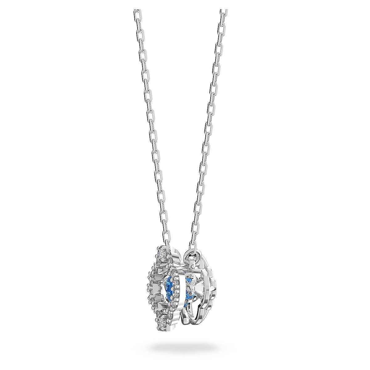 SWAROVSKI Sparkling Dance Necklace, Blue, Rhodium Finish