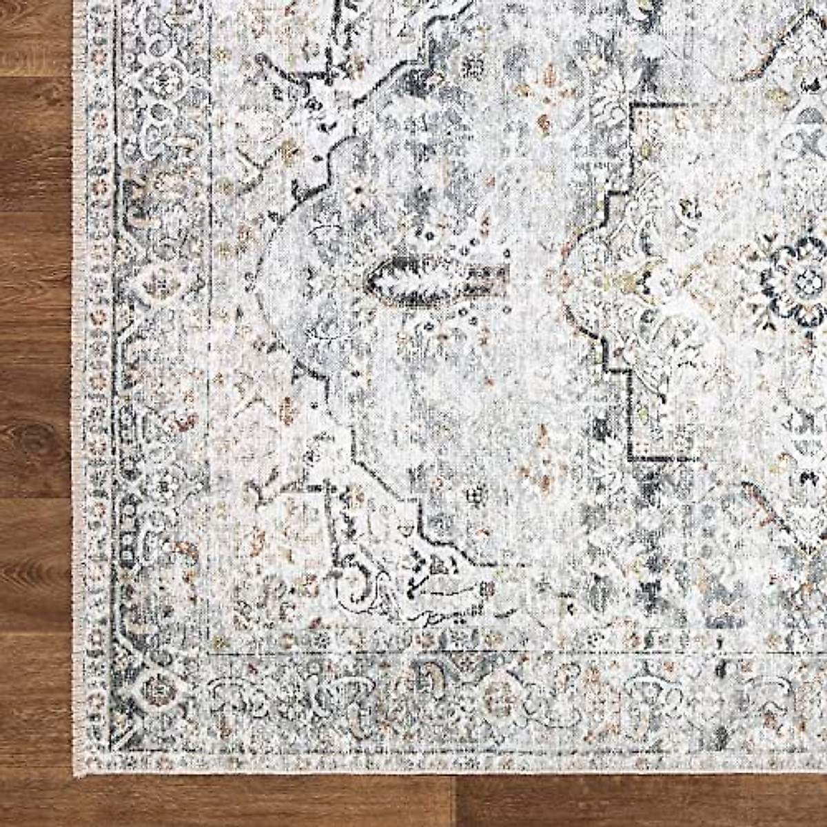 Bloom Rugs Caria Washable Non-Slip 3x5 Rug - Ivory/Gray/Caramel Traditional Persian Area Rug for Living Room, Bedroom, Dining Room, and Kitchen - Exact Size: 3' x 5'