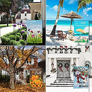 Seasonal Garden Flag Set of 12 12x18 Inch Double Sided Yard Flag Welcome Spring Summer Garden Flags for All Seasons, Easter Christmas Garden Flag for Outside Holiday Decorations