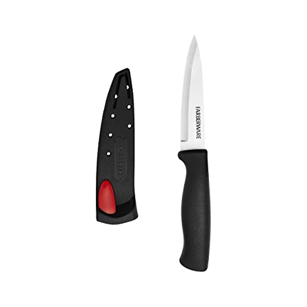 Farberware Edgekeeper 3.5-Inch Paring Knife with Self-Sharpening Blade Cover, High Carbon-Stainless Steel Kitchen Knife with Ergonomic Handle, Razor-Sharp Knife, Black