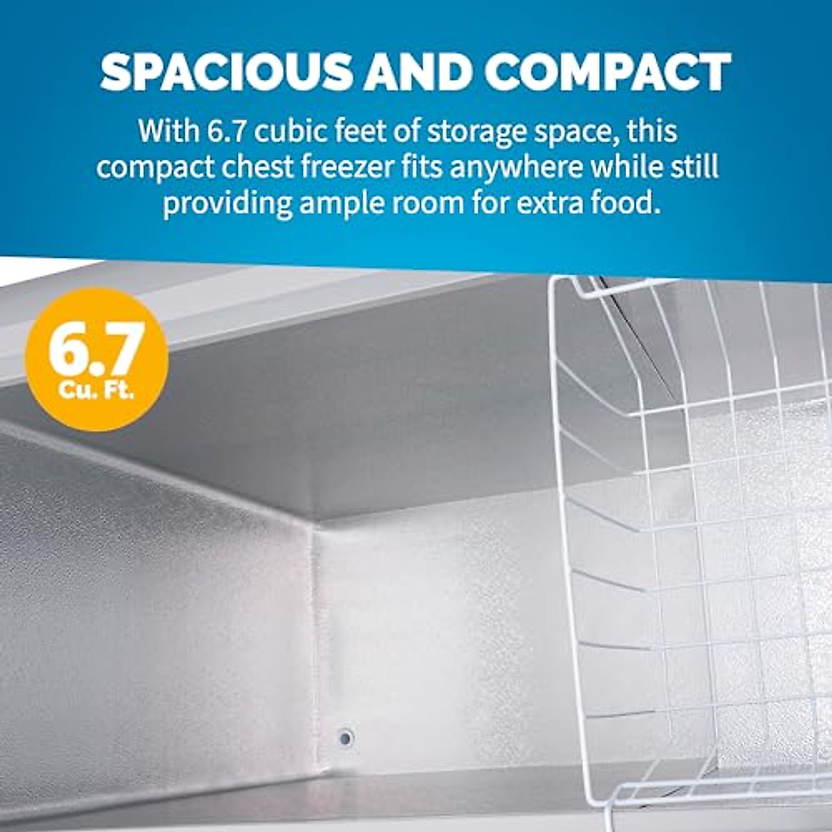 Newair Chest Freezer - 6.7 Cubic Feet Reach In Freezer Chest - Quiet Freezer with Digital Temperature Control, Open Door Alarm, and Fast Freeze Mode - Black