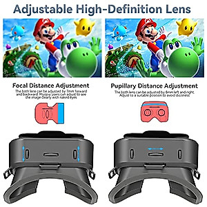 Switch VR Headset Designed for Switch & Switch OLED, Switch Virtual Reality Headset with Adjustable High-Definition Lens, Swith VR Goggles with 3D Glasses, Labo VR Kit for Switch Accessories, Black