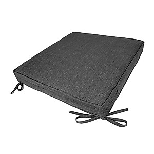 SUPMAISON Pack of 4 Outdoor Seat Cushion with double welt 20" x 20" x 2.5",zipper, foam (Charcoal Dobby)
