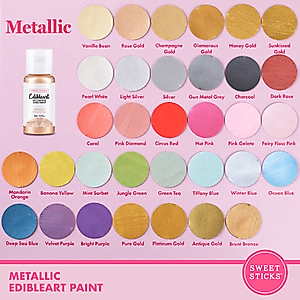 SWEET STICKS Edible Art Decorative Cake Paint 0.5 Ounce (15 Milliliters), Metallic Rose Gold