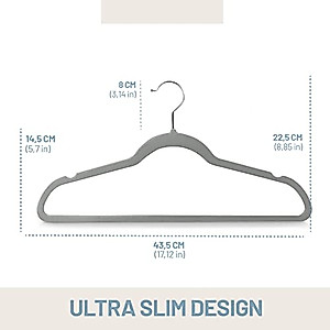 AWENN - Velvet Adults Clothes Hangers for Closet. Non Slip Men and Women Clothing Hangers with 360 Degrees Swivel Hook (Grey, 50 pcs)