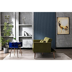 SZLIZCCC 68 "- Velvet Sofa, Accent Sofa, Loveseat Sofa Convertible Sofa Sleeper, with Gold Metal Feet, with Two Rectangular Waist Pillows, Suitable for Small Spaces (Olive Green)