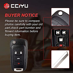 cciyu Replacement Keyless Entry Remote Car Key Fob Clicker Transmitter Alarm 4 Buttons Replacement for C hevy Camaro/Cruze/Equinox/Malibu OHT01060512 1pcs