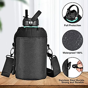 TAKETAU Insulated Sports Water Bottle with Straw Cap & Spout Lid, 2 lids Stainless Steel 64 oz Half Gallon Double Wall Growler Vacuum Flask Wide Mouth Large Thermos, Keep Drinks Cold or Hot (64 Jade)