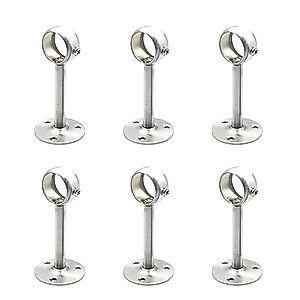 kingsea 1Inch Stainless Steel Ceiling Mount Rod Bracket Curtain Rod Flange Rod Holder Towel Rod Kitchen Hanging Rod Shower Curtain Rod Holder Flange Socket Closet,6PCs,Silver