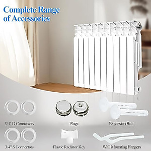 AB WiseWater Wall-mounted Radiator Heater with 10 Panels, Light Weight Aluminum Hot Water Radiator for Kitchen, Bedroom and Greenhouse