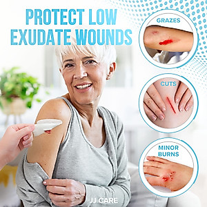 JJ CARE Adhesive Island Dressing [Pack of 100], 2x3 Sterile Bordered Gauze Dressing, Individually Wrapped Island Wound Dressing with Highly Absorbent Non-Stick Center Pad